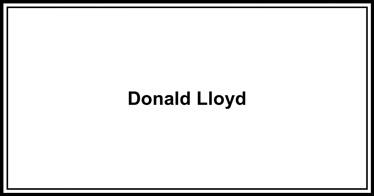 Obituary: Donald Lloyd
