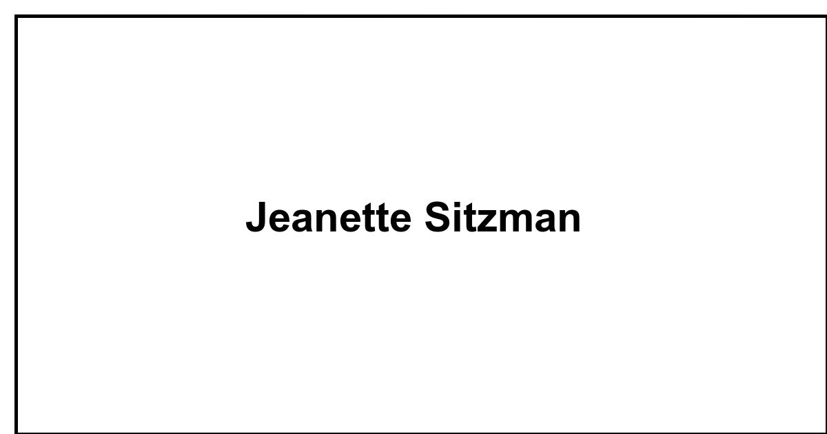 Obituary: Jeanette Sitzman